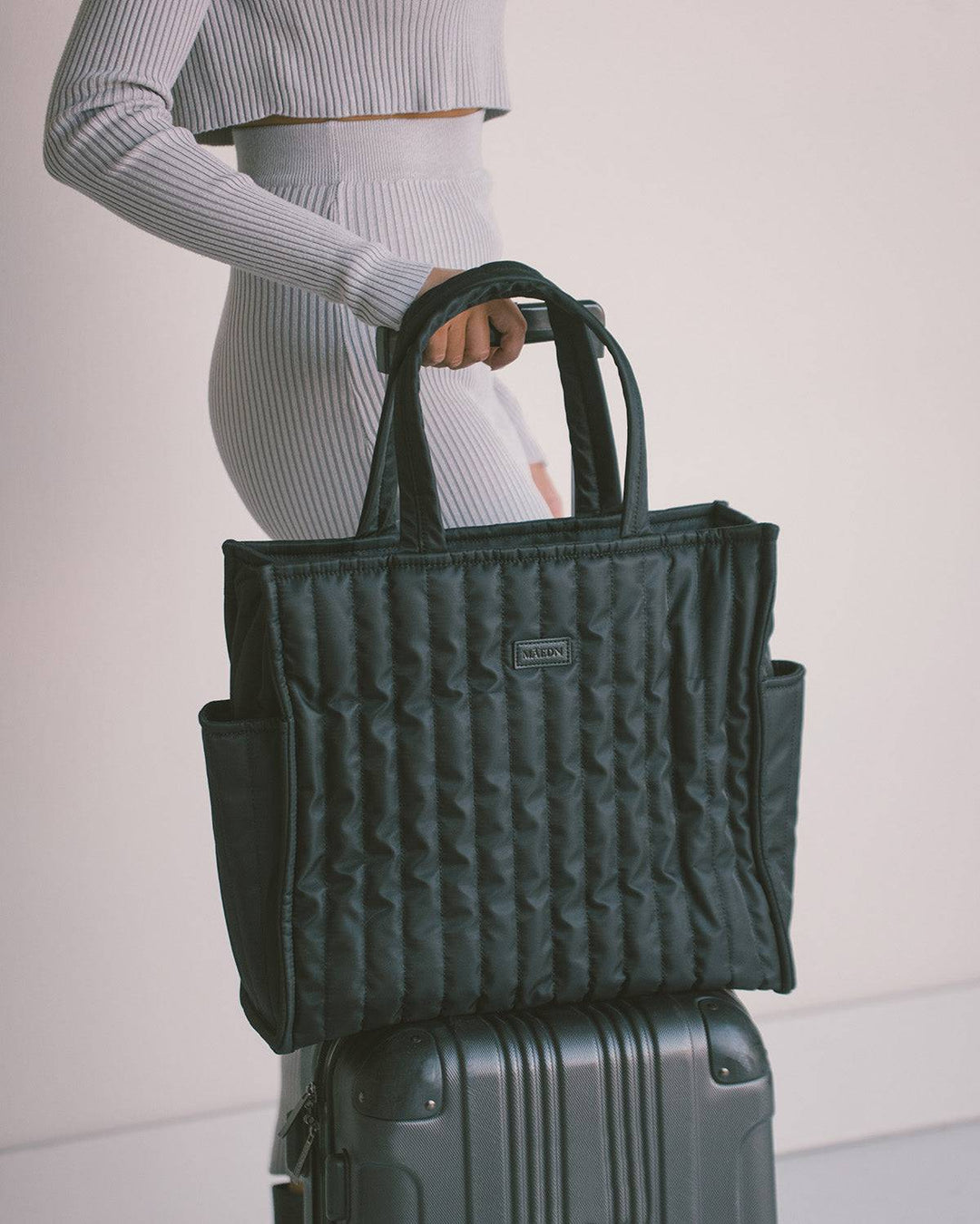 Black Quilted Tote | Maednbags