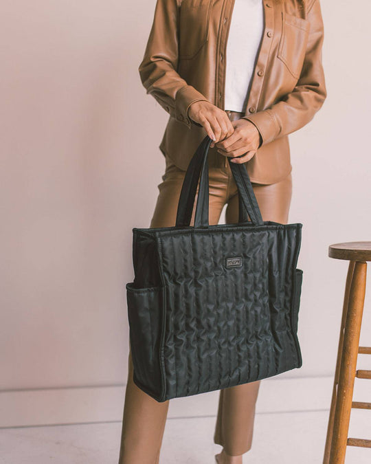 Black Quilted Tote | Maednbags